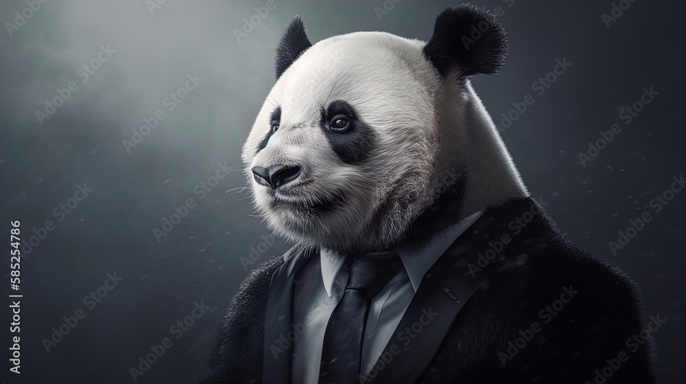 Panda bear in suit: Studio Shot of a Panda bear in Business clothes ...