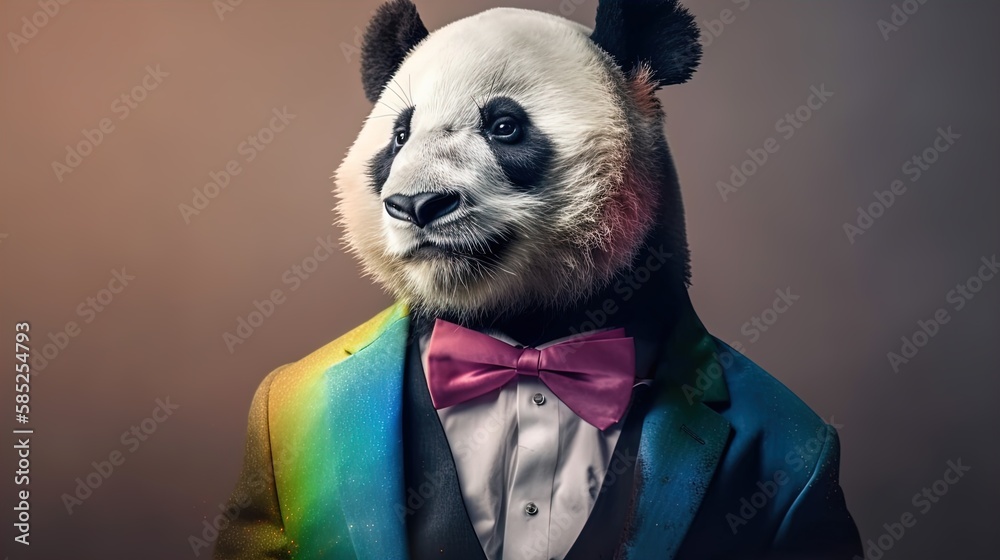 Panda bear in suit: Studio Shot of a Panda bear in Business clothes ...