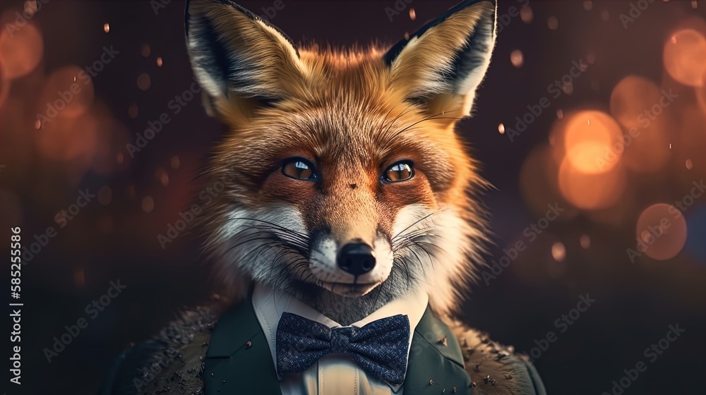 Fox in suit: Studio Shot of a Fox in Business clothes, Mixing ...