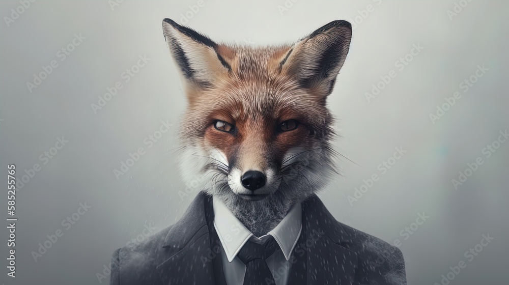 Fox in suit: Studio Shot of a Fox in Business clothes, Mixing ...