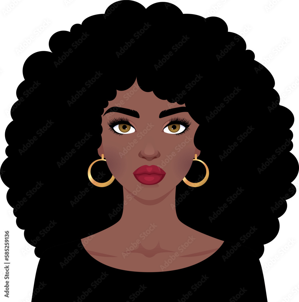Portrait of a young beautiful african woman with a traditional afro ...