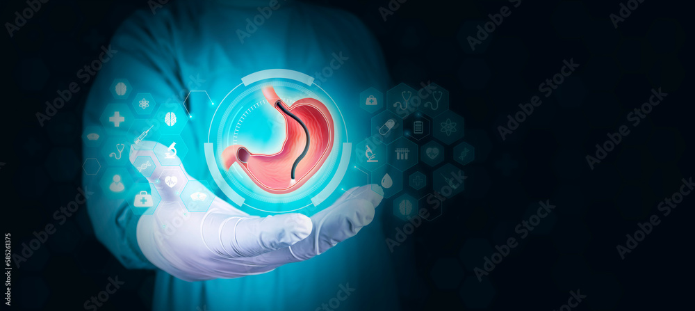 Endoscopic biopsy, esophagogastroduodenoscopy, EGD. Stomach. Medical ...