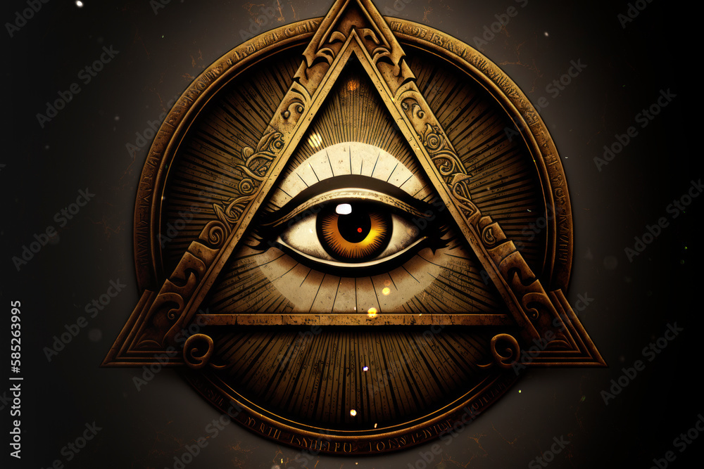 Gold All Seeing Eye inside triangle pyramid, sacred geometry, Masonic ...