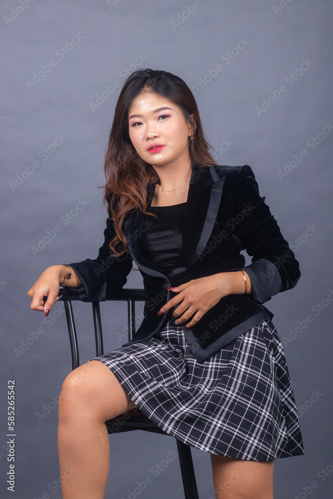 beautiful chinese asian women dressed in formal office wear jackets and ...