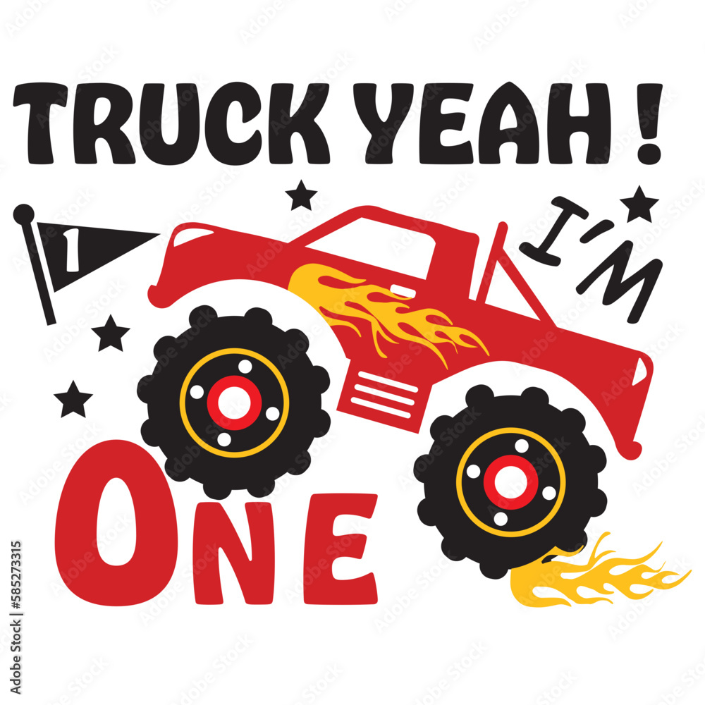 Truck yeah Svg, Truck yeah! I'm two svg, 2nd Birthday SVG, I am 2 svg ...