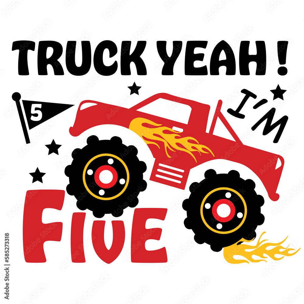 Truck yeah Svg, Truck yeah! I'm two svg, 2nd Birthday SVG, I am 2 svg ...