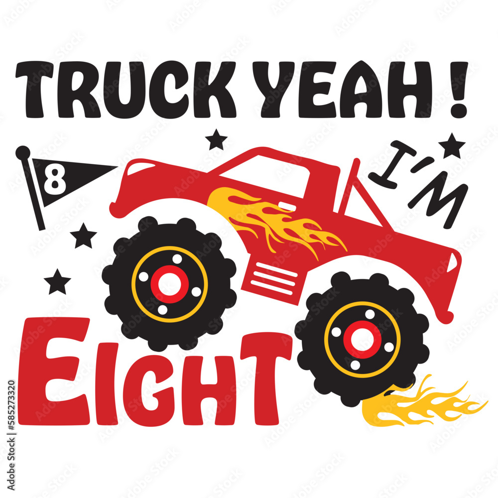 Truck yeah Svg, Truck yeah! I'm two svg, 2nd Birthday SVG, I am 2 svg ...