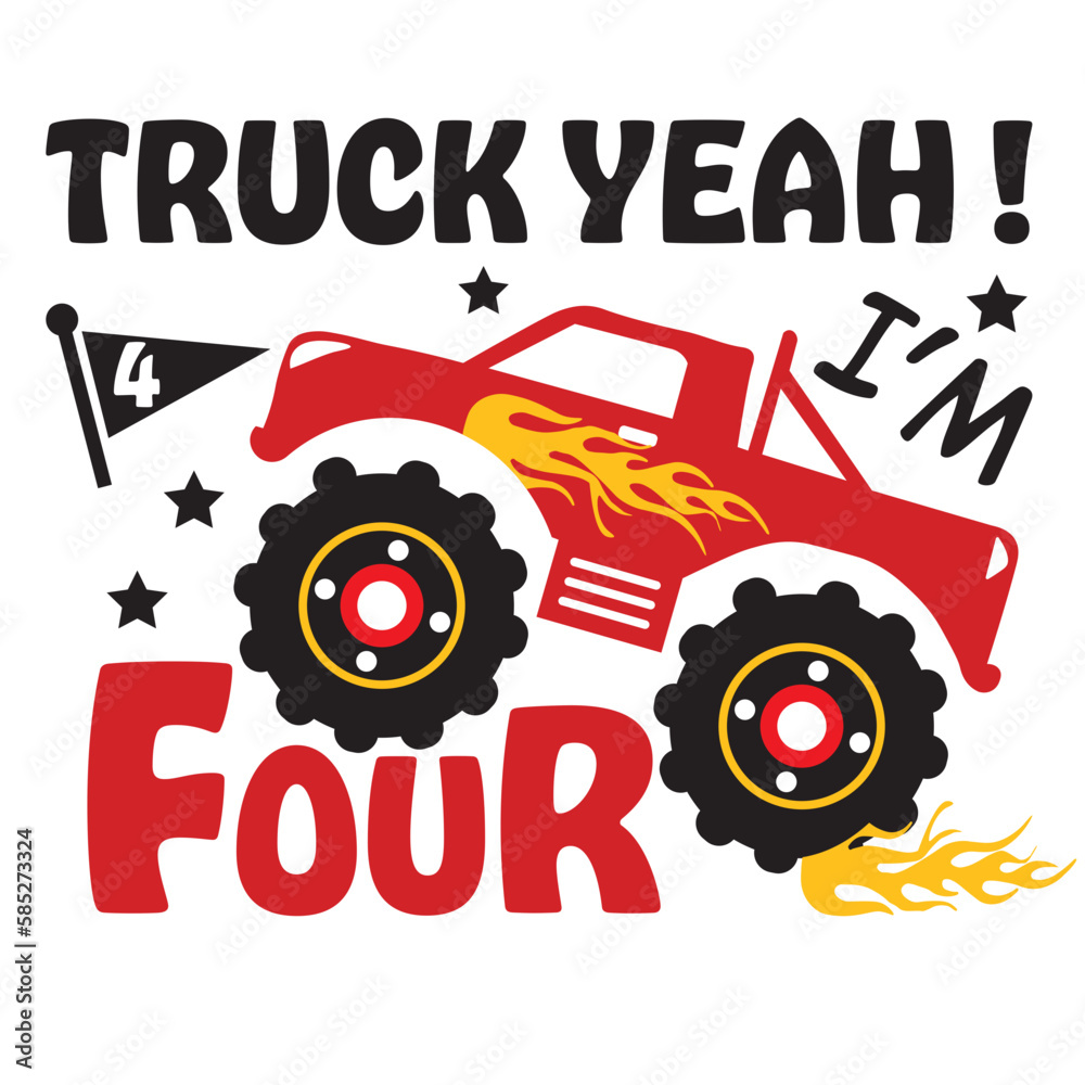Truck yeah Svg, Truck yeah! I'm two svg, 2nd Birthday SVG, I am 2 svg ...