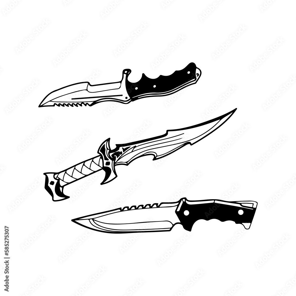 vector illustration of three types of daggers Stock Vector | Adobe Stock