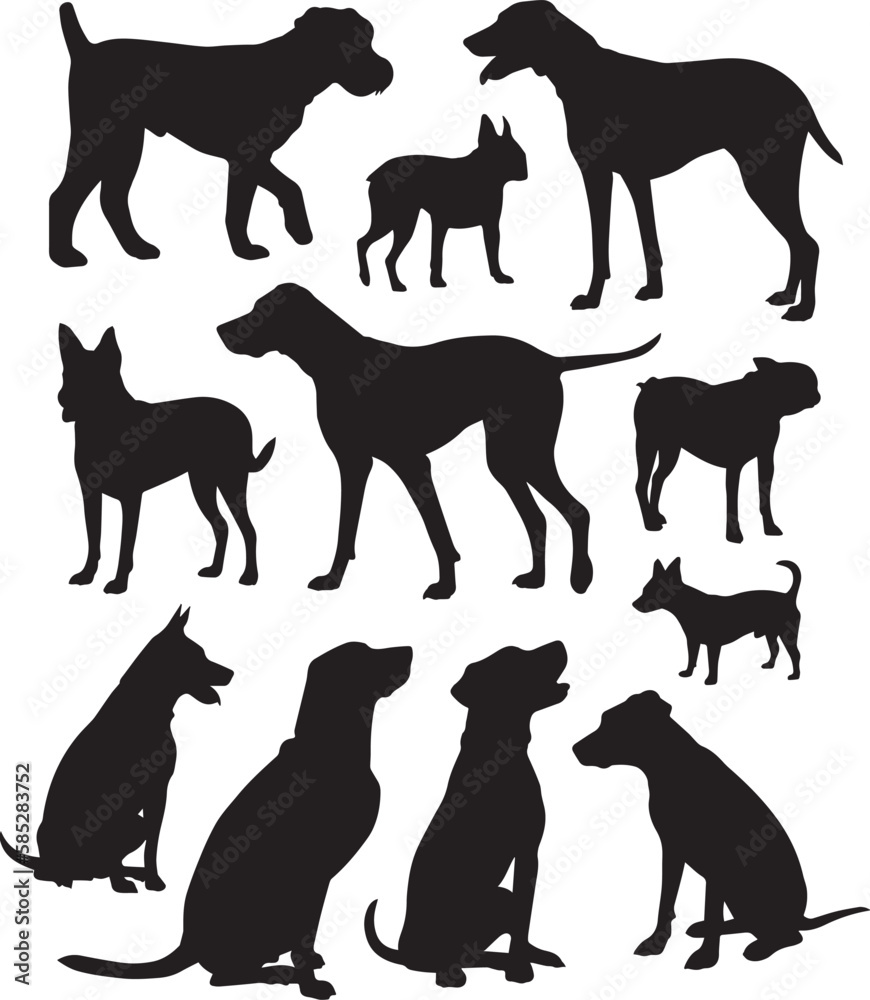 Vetor do Stock: Dog silhouettes vector image, animal paw print icon ...