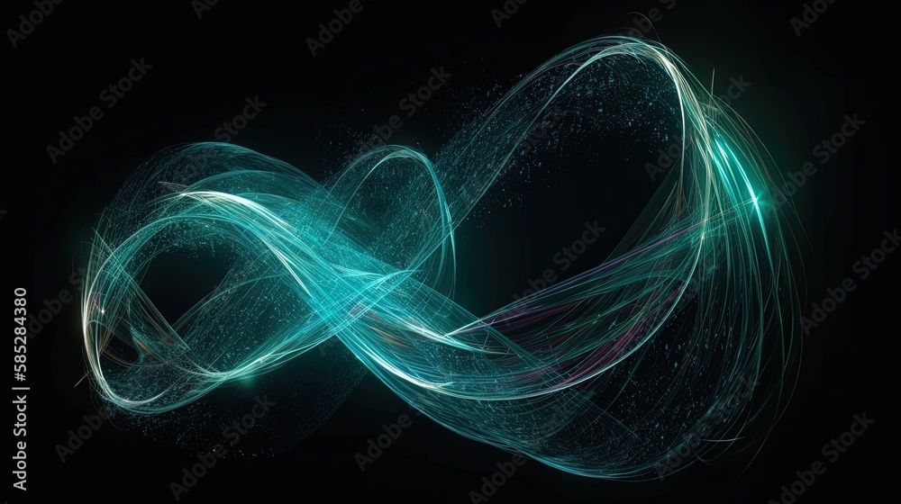 Abstract Futuristic Agile Cycles: Luminous Digital Particles in Teal ...