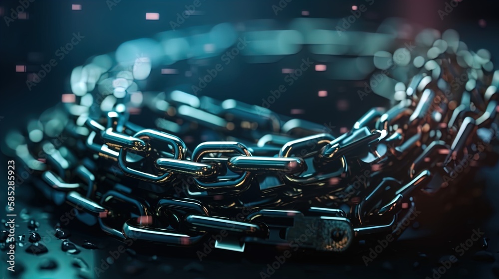 Blockchain Crypto Network: Connected Data Chains for Secure Transactions in 8K created with ...