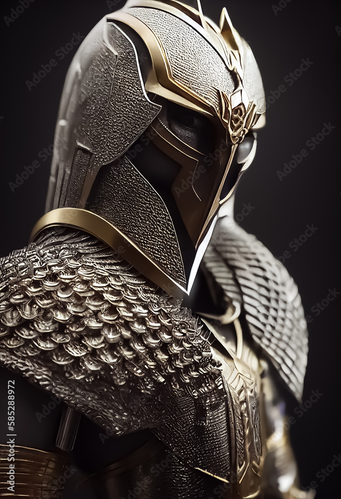 Ancient warrior with full body armor, crow mask. Ancient Invading Army ...