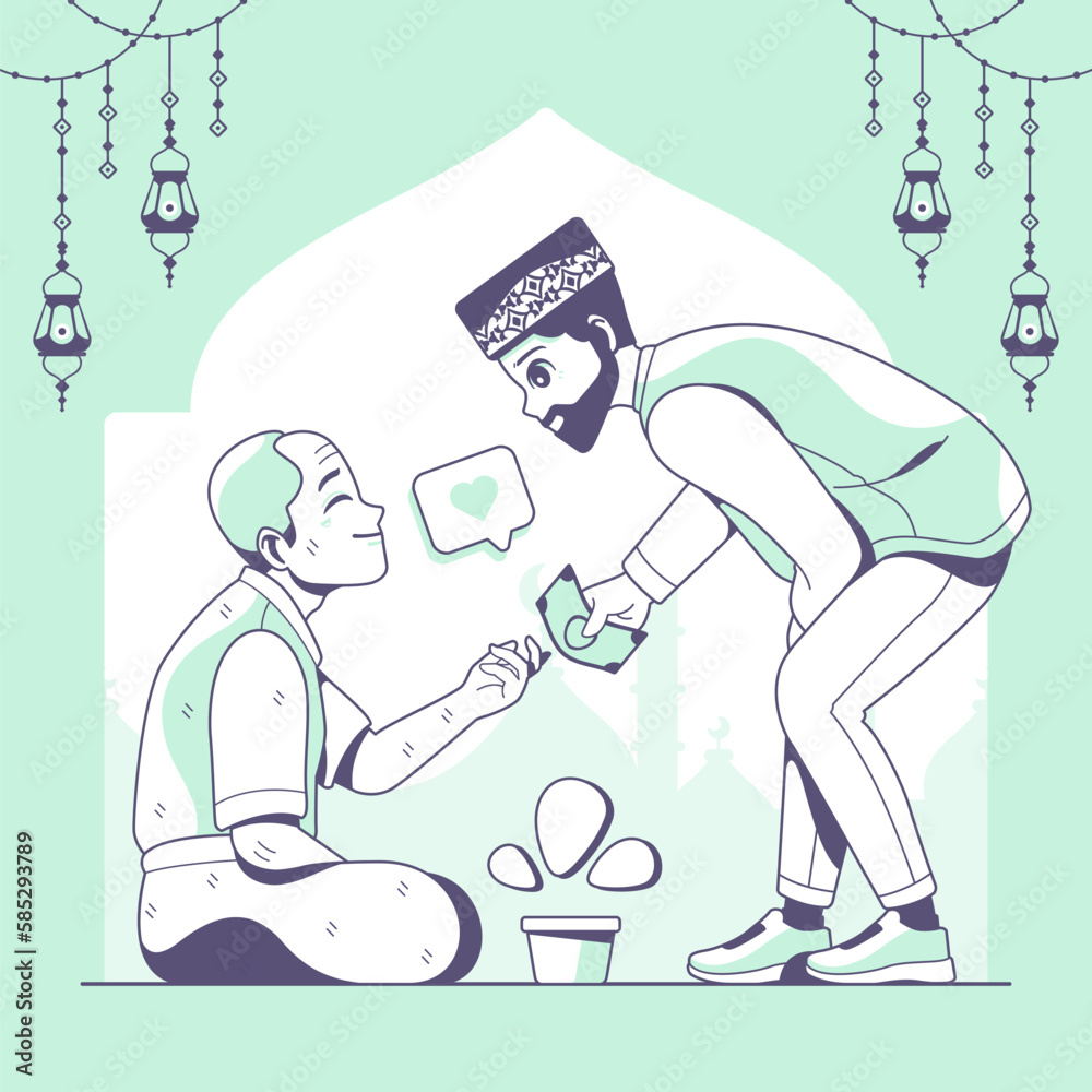islamic charity helping poor people illustration Stock Vector | Adobe Stock