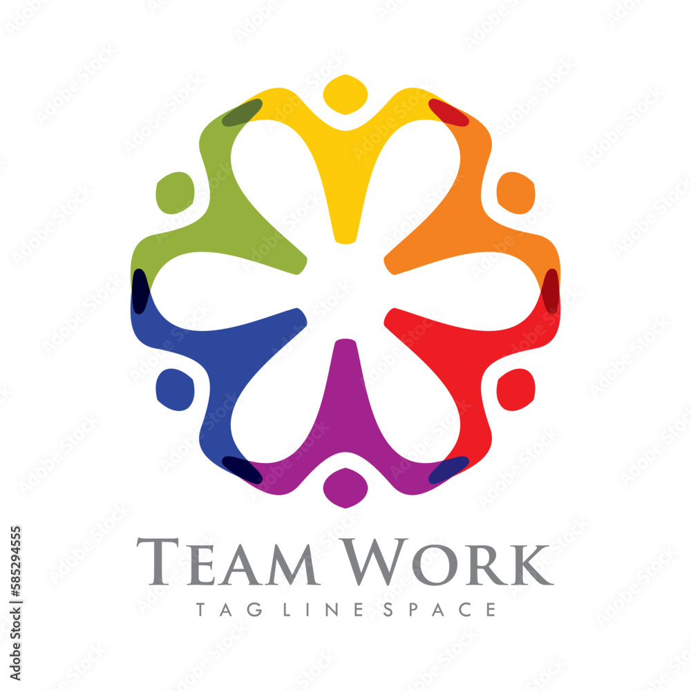 People Team Work Vector Logo Template with a Group of People Together ...