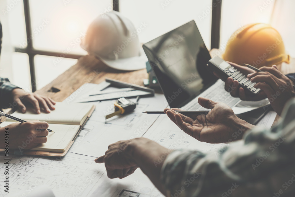 Architectural engineer team meeting Drawing and calculations for ...