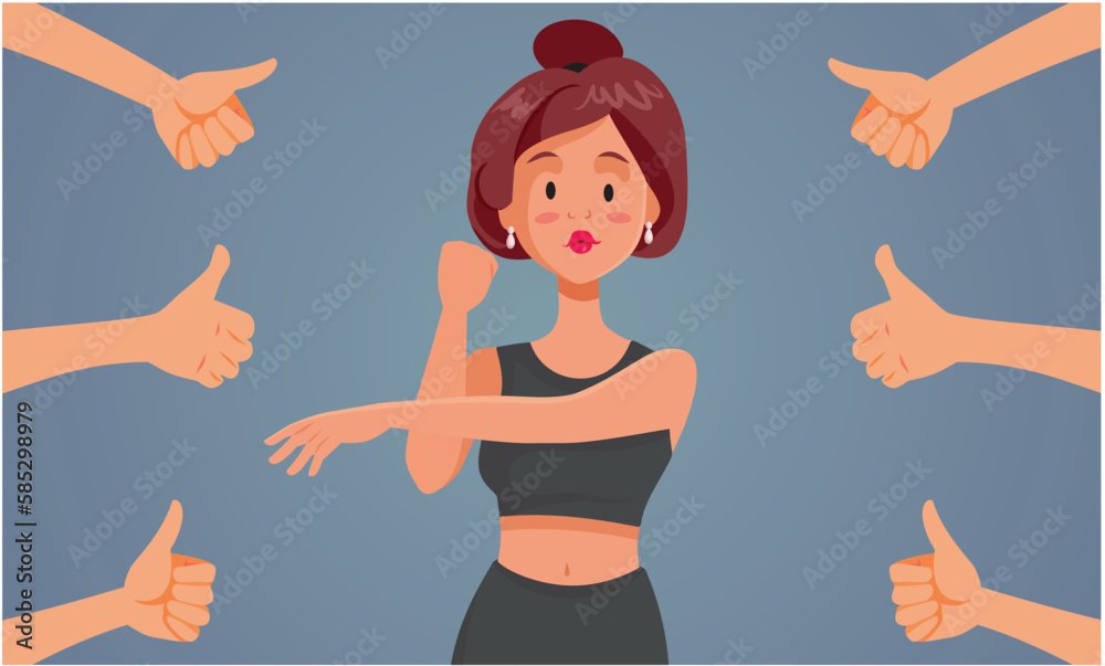 People Liking a Female Fitness Influencer Vector Cartoon Illustration ...