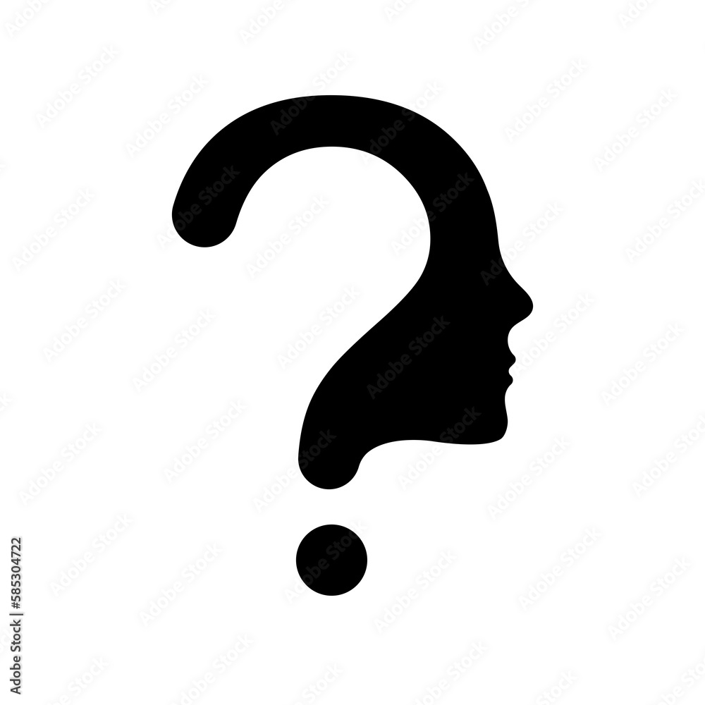 Question mark with face silhouette. Vector symbol. Question man. Stock ...