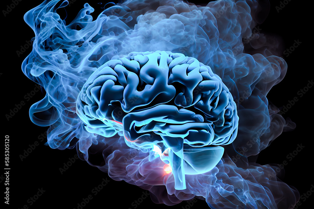 human brain in smoke. Generative AI, Generative, AI Stock Illustration ...