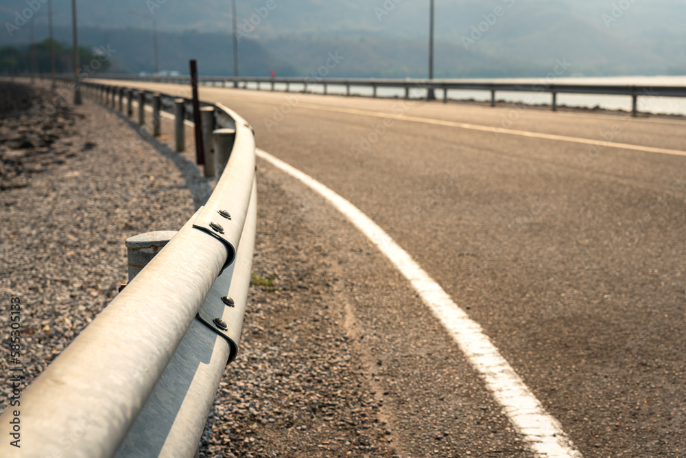 Roadside metal rail barrier structure which is installed on side of the ...