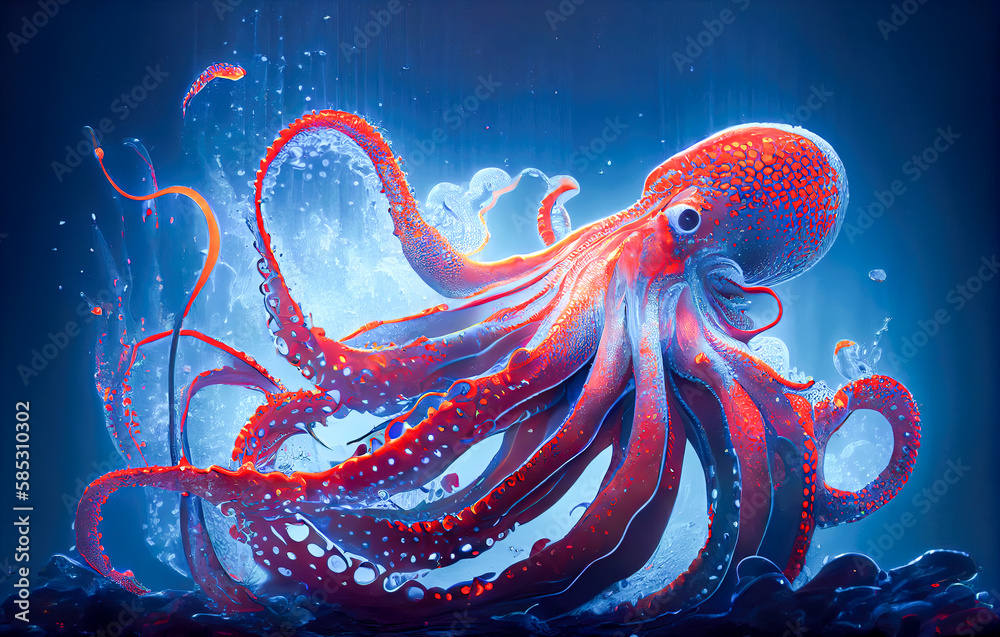 Giant octopus in the sea. Generative AI, Generative, AI Stock ...