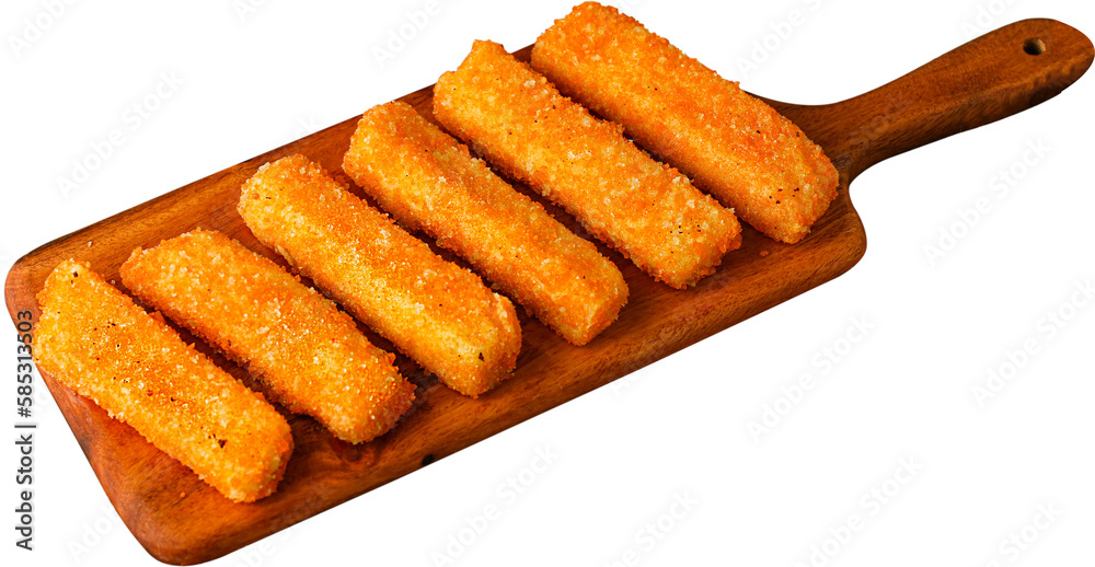 Tasty crispy fried fish sticks (fish fingers) on png background Stock ...