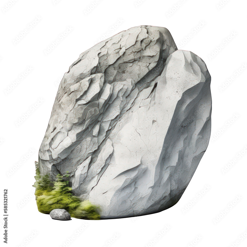 A natural and organic rock shape in realistic detail is shown on a ...