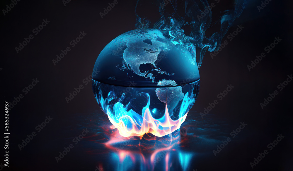 The earth heating up, melting, and water level rising. Current state of ...