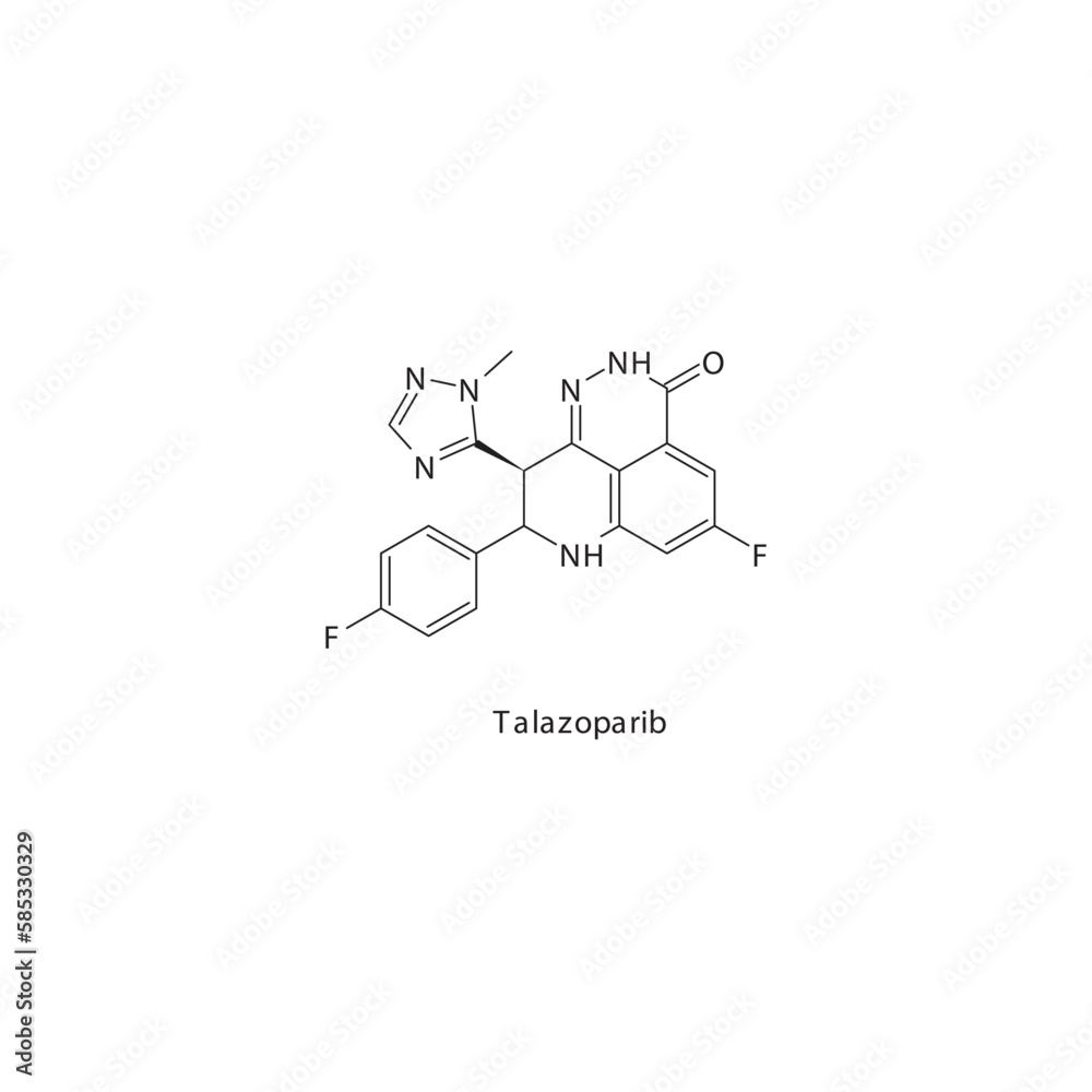 Talazoparib flat skeletal molecular structure PARP inhibitor drug used ...