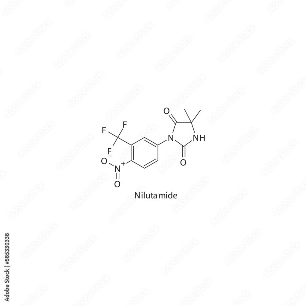 Nilutamide flat skeletal molecular structure Androgen receptor ...