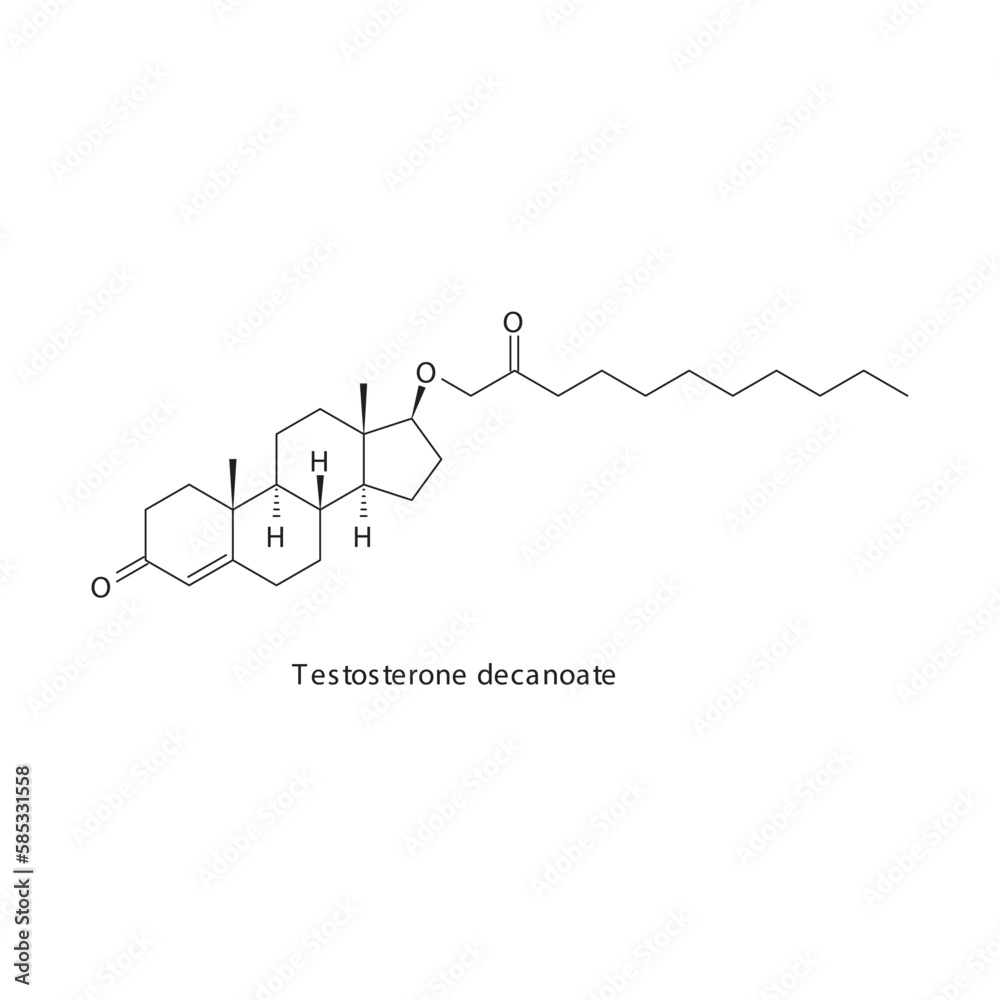 Vetor de Testosterone decanoate flat skeletal molecular structure ...