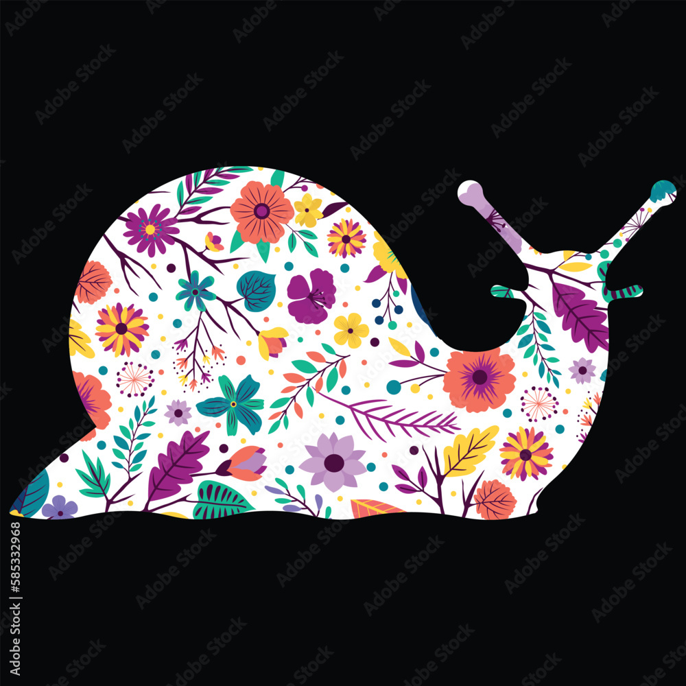 Vetor de Snails Vector, Snails Flower Pattern vector, cute Snails ...