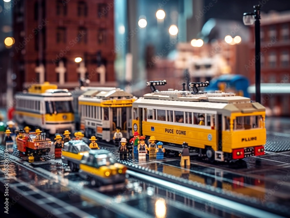 ภาพประกอบสต็อก A miniature imaginary city built from plastic bricks ...