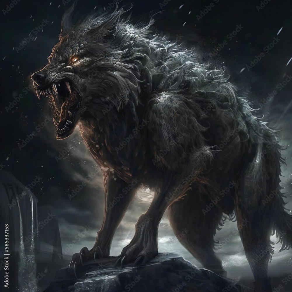 Fenrir, the Iconic and Strong Wolf in Norse Tales, generative AI Stock ...