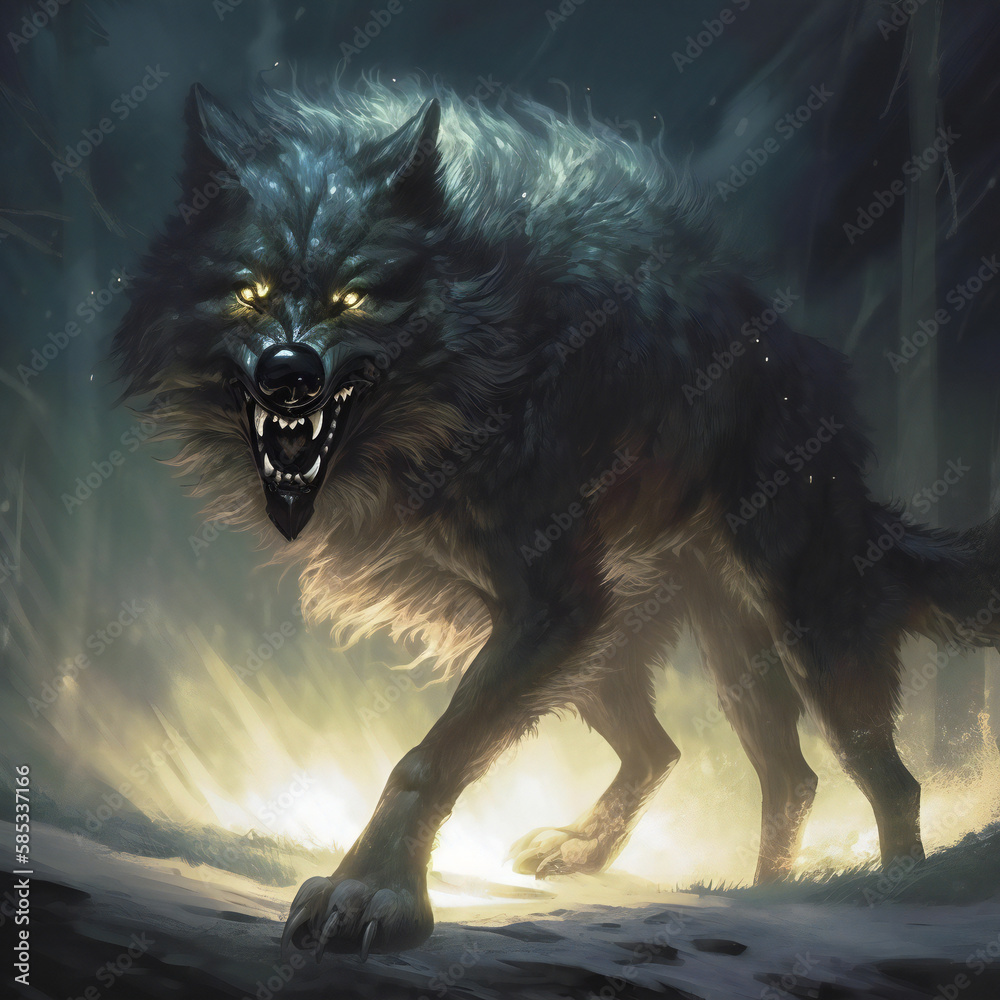 Fenrir, the Iconic and Strong Wolf in Norse Tales, generative AI Stock ...