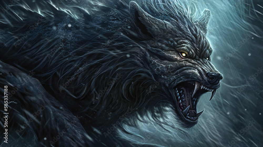 Fenrir, the Formidable Norse Wolf in Ancient Myth, generative AI Stock ...