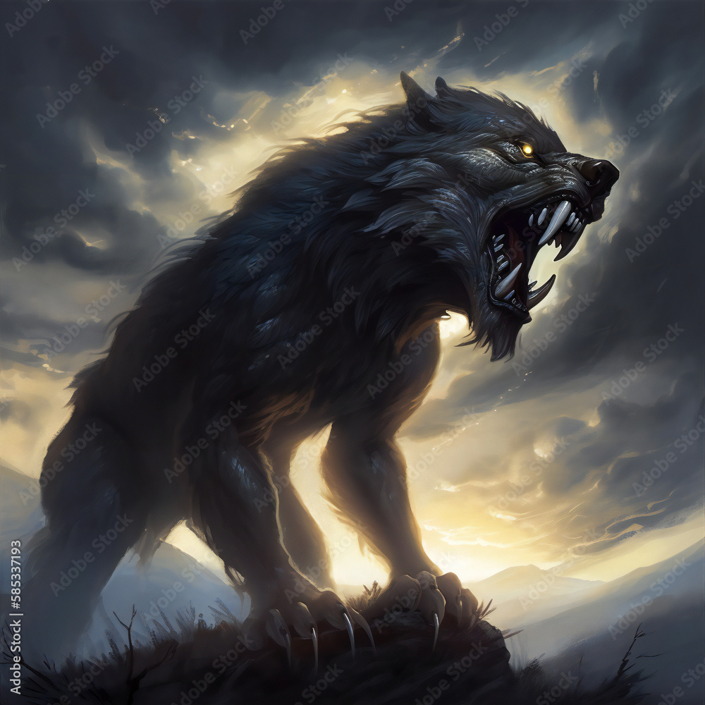 Fenrir, the Legendary Norse Wolf: Mythology and Power, generative AI ...