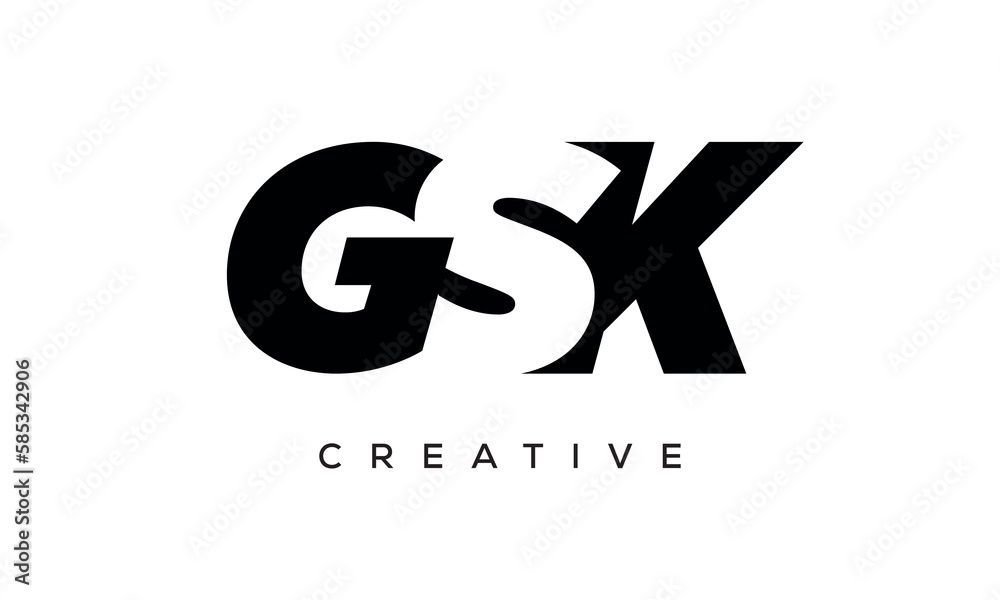 GSK letters negative space logo design. creative typography monogram ...