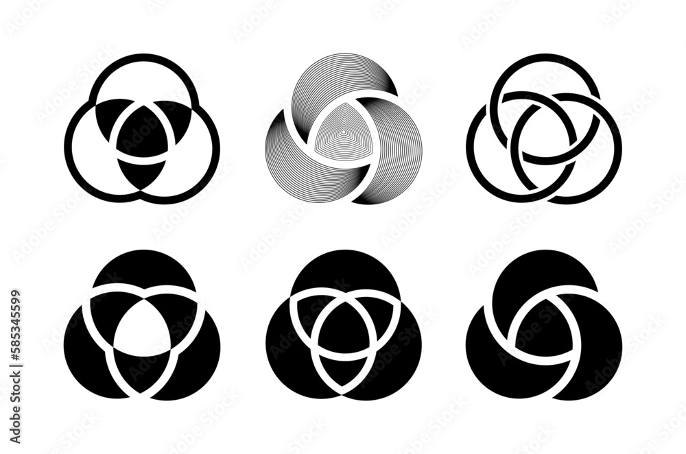 A group of different styles of logic analysis Venn diagram, Trefoil ...