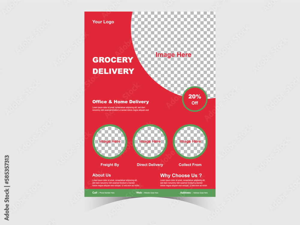 Grocery Delivery flyer Design. Food Flyer Template, fresh groceries ...
