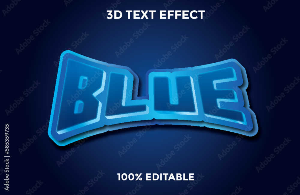 blue 3d editable text effect with blue gradient background, blue 3d ...
