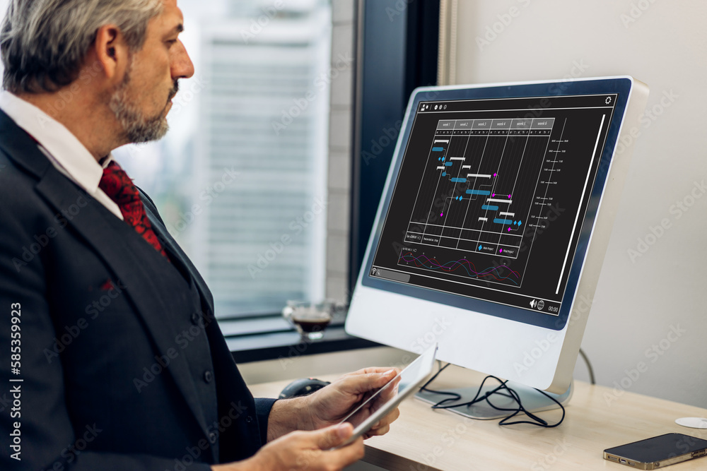 Ceo senior businessman with calendar schedule time metting plan ...