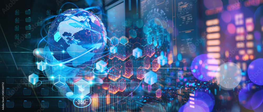 Metaverse digital cyber world technology concept businessman success ...