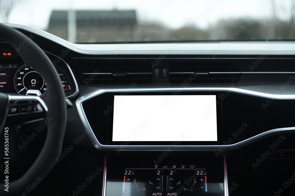 White screen on car touchscreen. Stock Photo | Adobe Stock