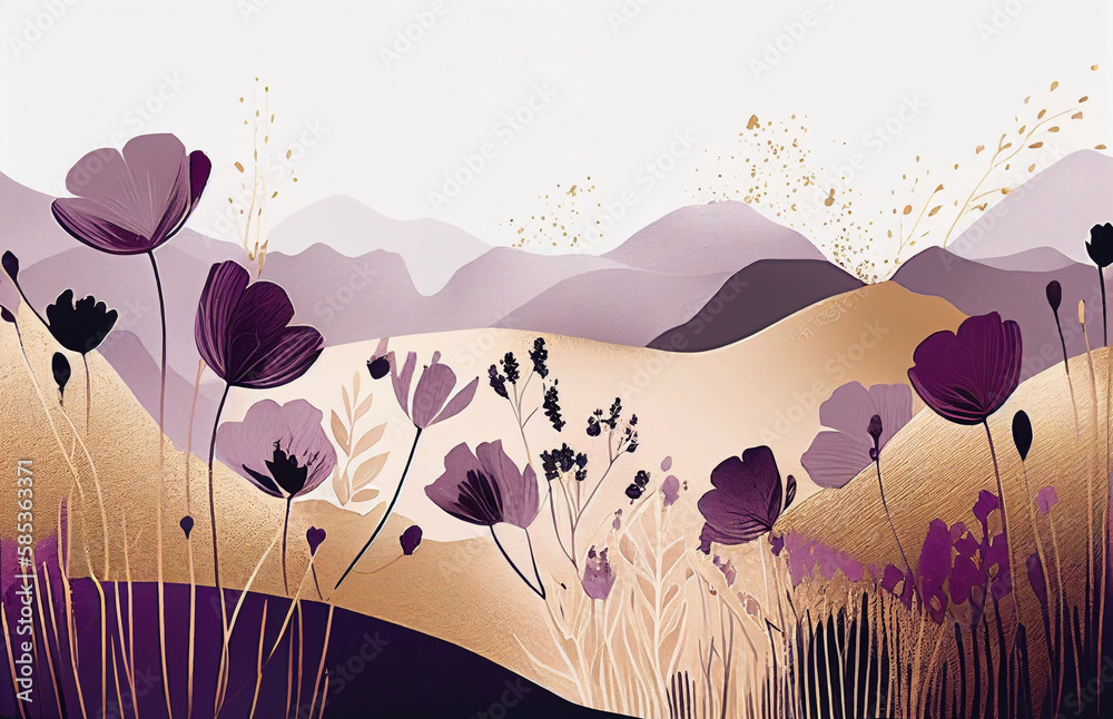 abstract flowers garden field painting illustration background created ...