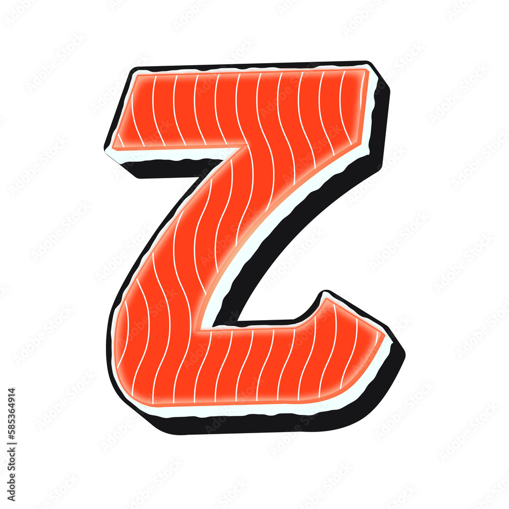 Sushi alphabet uppercase letters and punctuation marks or symbols. This ...