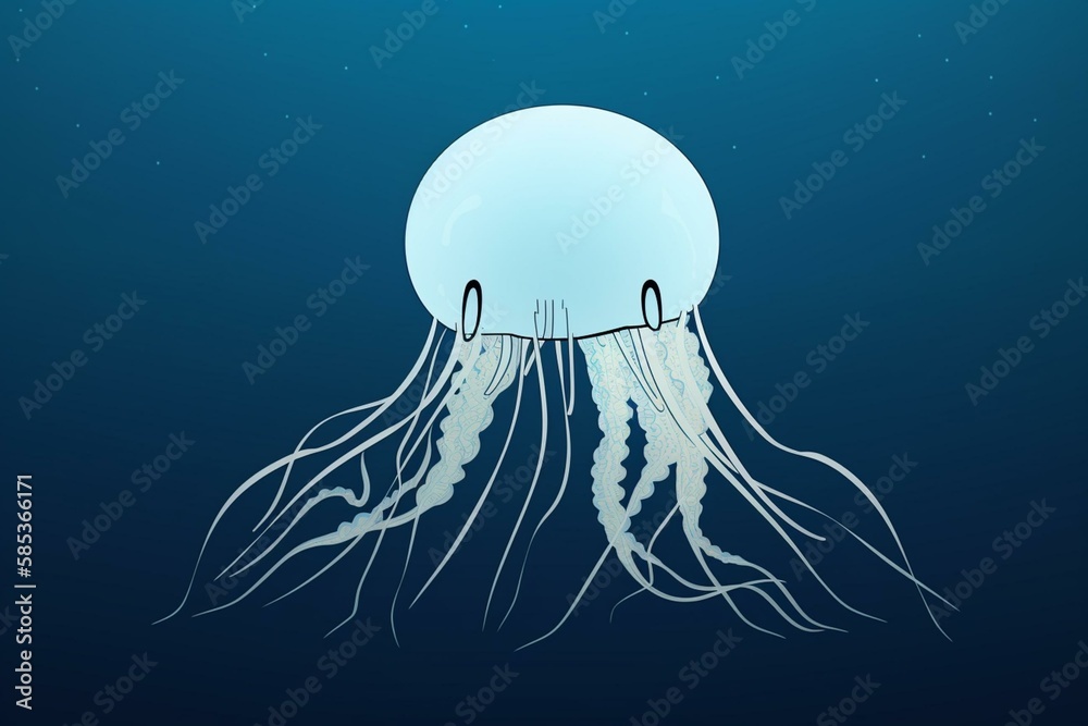 Ilustração do Stock: a jellyfish with a sad face and a long tentacles ...