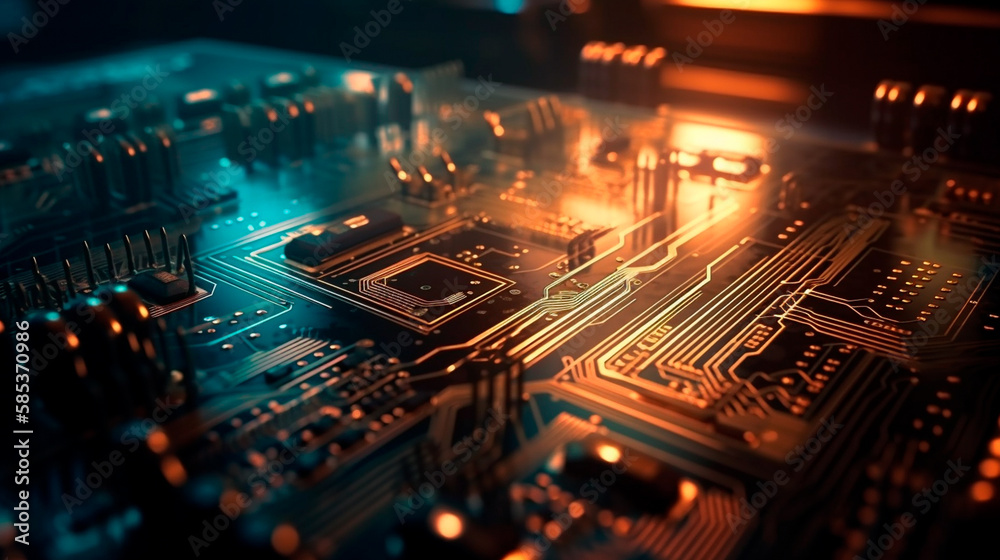 Circuit Board futuristic technology background. Digital Modern ...