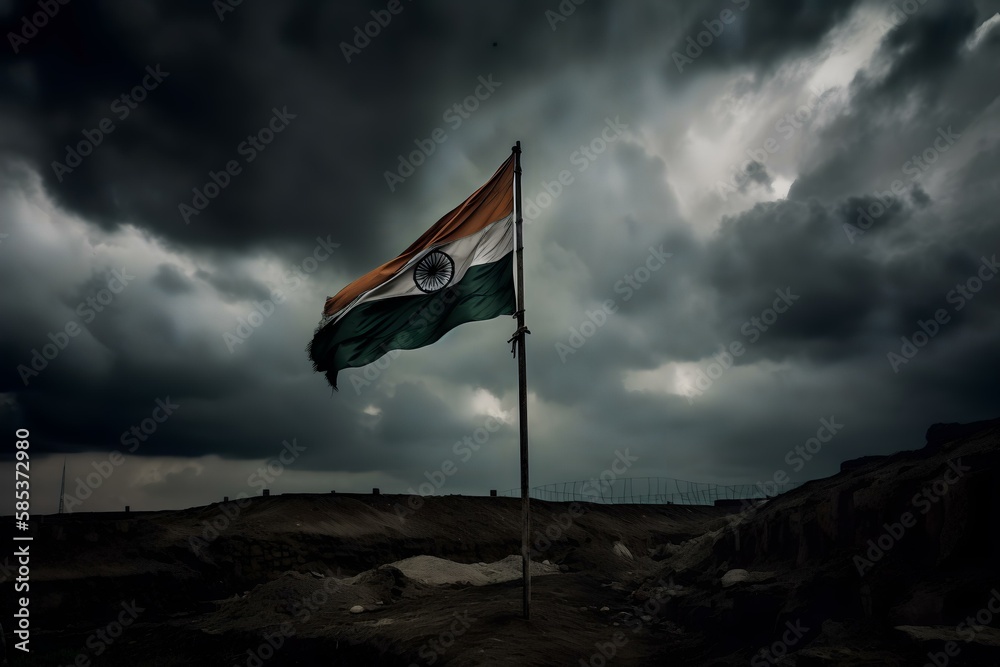 Tattered Pride: India's Torn Flag Waving Boldly (AI Generated) Stock ...