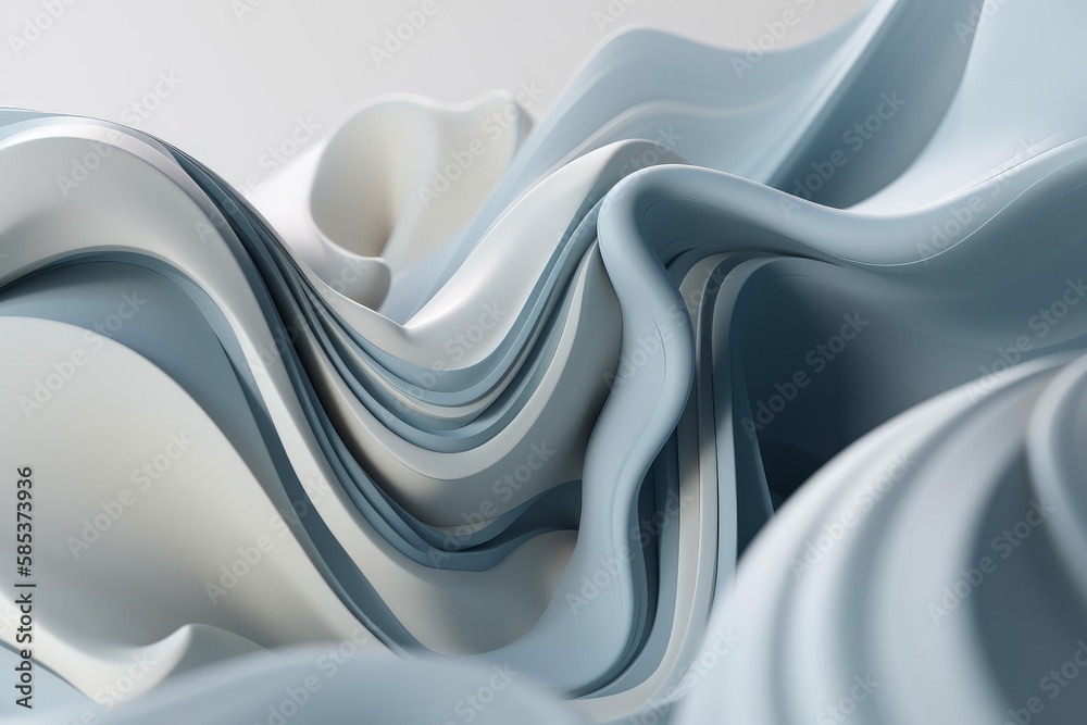 Smooth Cream and Dusty Blue Waves: Modern Minimalist Industrial Design ...